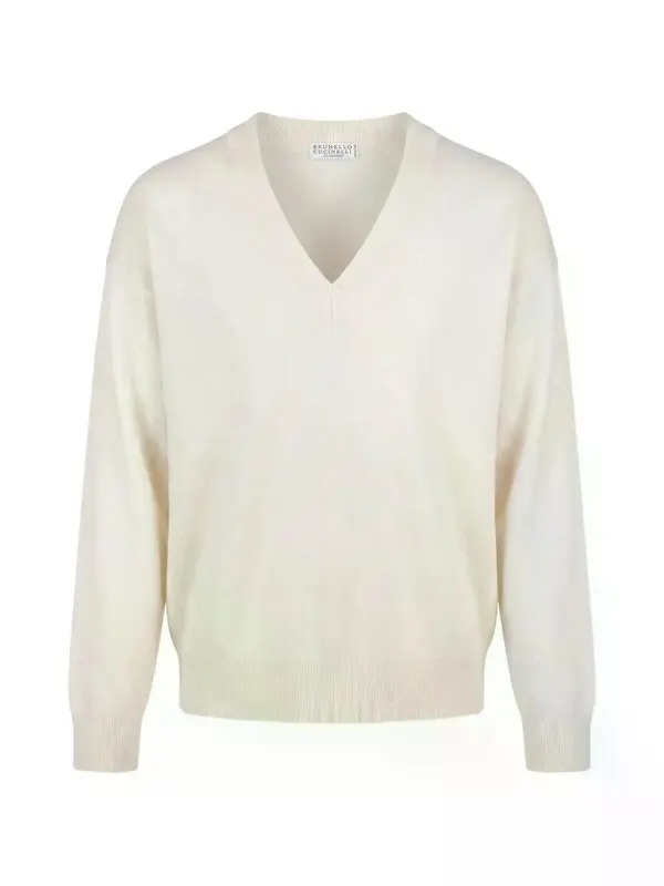 Brunello Cucinelli V-neck Cashmere Sweater - Neutrals
