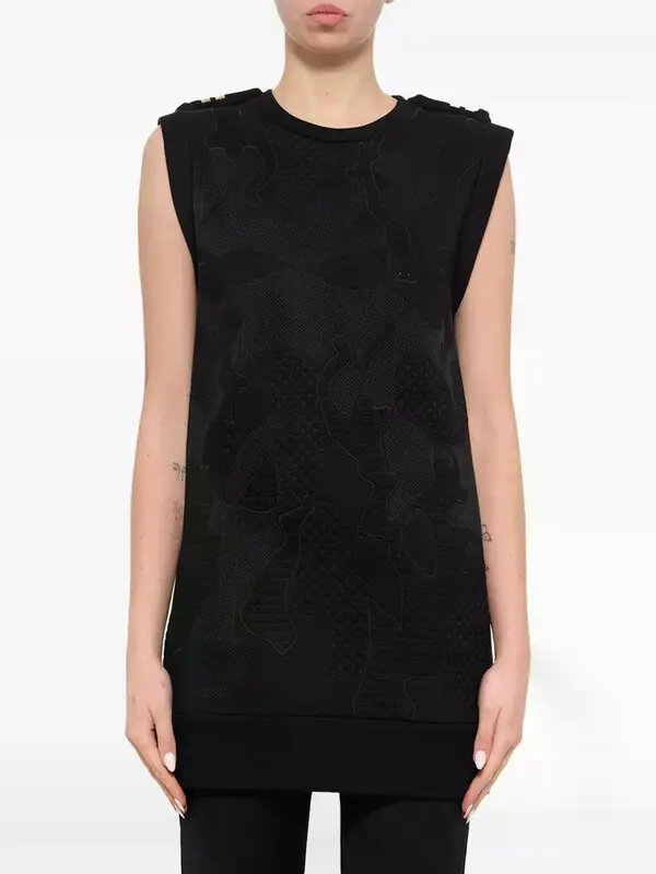 Neil Barrett Camouflage-pattern Epaulette Top - Black