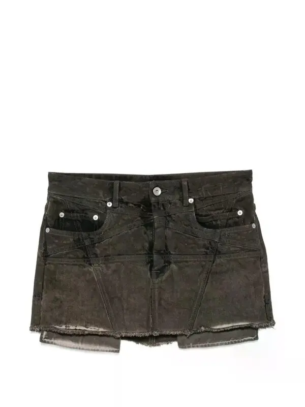 Rick Owens Frayed-hem Mini Skirt - Grey