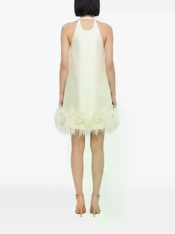 SELF-PORTRAIT Feather-trim Taffeta Mini Dress