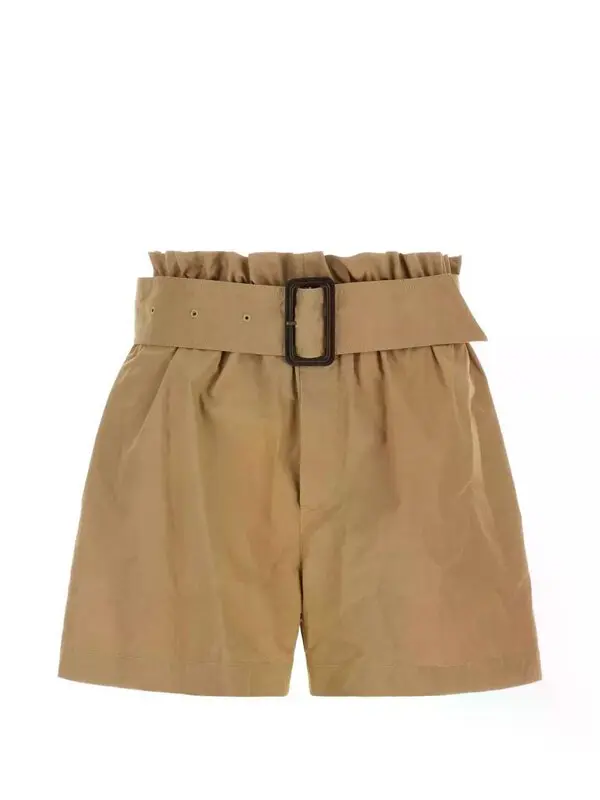 Saint Laurent Belted Paperbag-waist Shorts - Brown