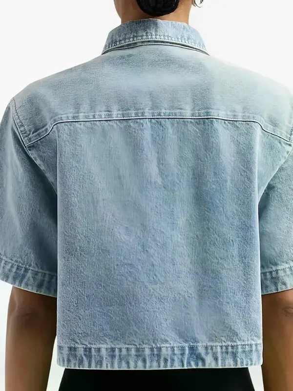 Simkhai Albaine Embroidered Denim Cropped Shirt