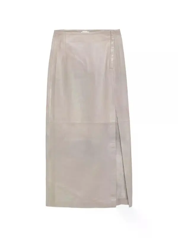 ALYSI Side-slit Leather Skirt