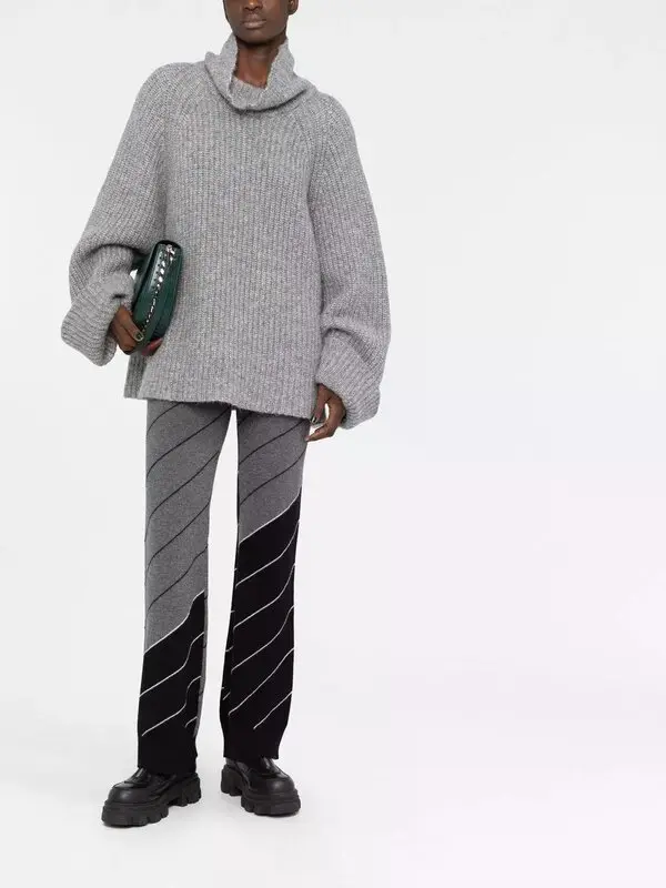Stella McCartney Diagonal-stripe Wool Flared Trousers
