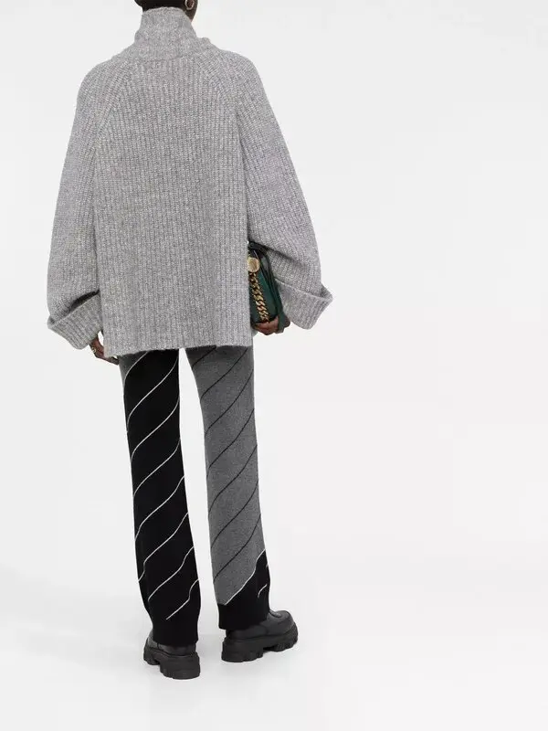 Stella McCartney Diagonal-stripe Wool Flared Trousers