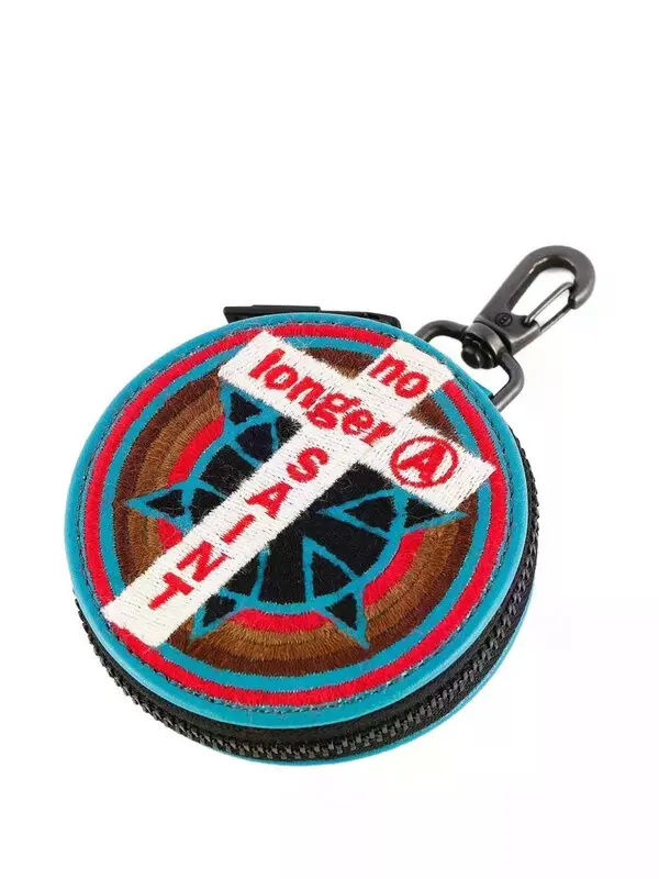 SAINT MXXXXXX Embroidered Leather Coin Case - Blue