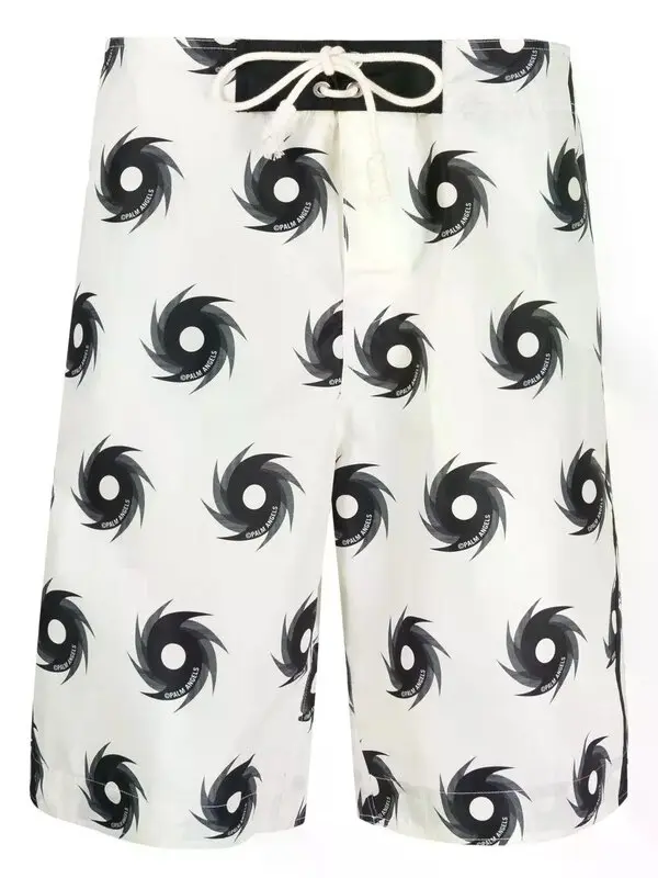 Palm Angels Graphic-print Drawstring Swim Shorts - Neutrals