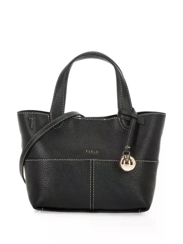 Furla Contrast-stitch Pebbled Leather Tote Bag - Black