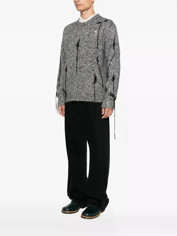 ATOMO FACTORY Distressed Marl-knit Sweater