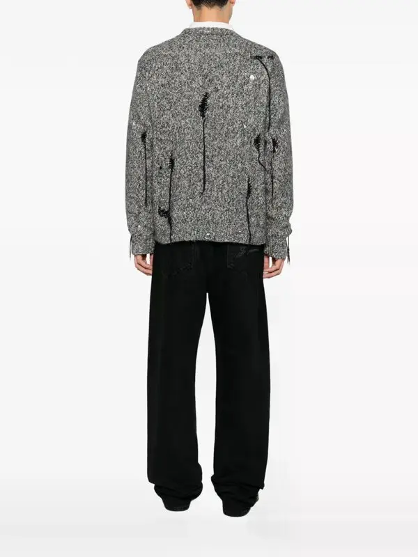 ATOMO FACTORY Distressed Marl-knit Sweater