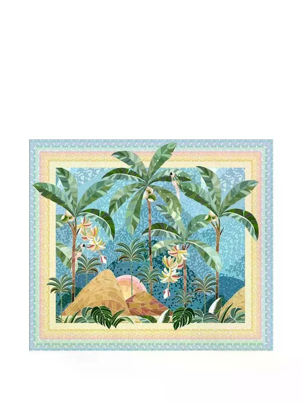 Farm Rio Bead-embellished Graphic-print Sarong - Blue