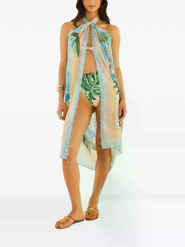 Farm Rio Bead-embellished Graphic-print Sarong