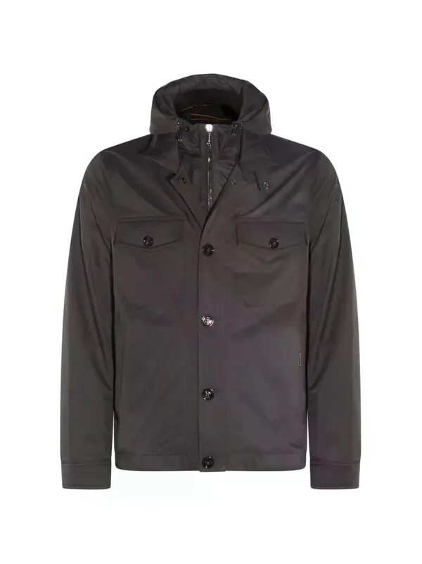 MOORER Buttoned Hooded Jacket - Blue