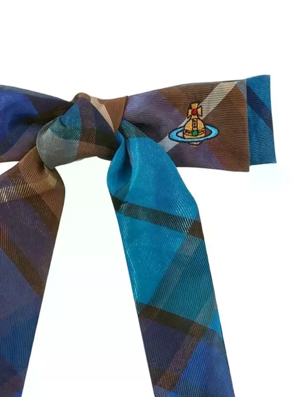VIVIENNE WESTWOOD Flyes Tartan Bow Hair Clip - Blue