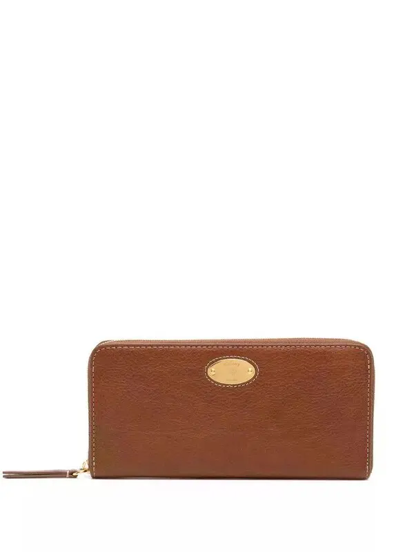 Mulberry Grained-leather Logo-plaque Purse - Brown