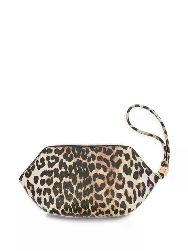 GANNI Bou Make-up Pouch In Grained Leopard