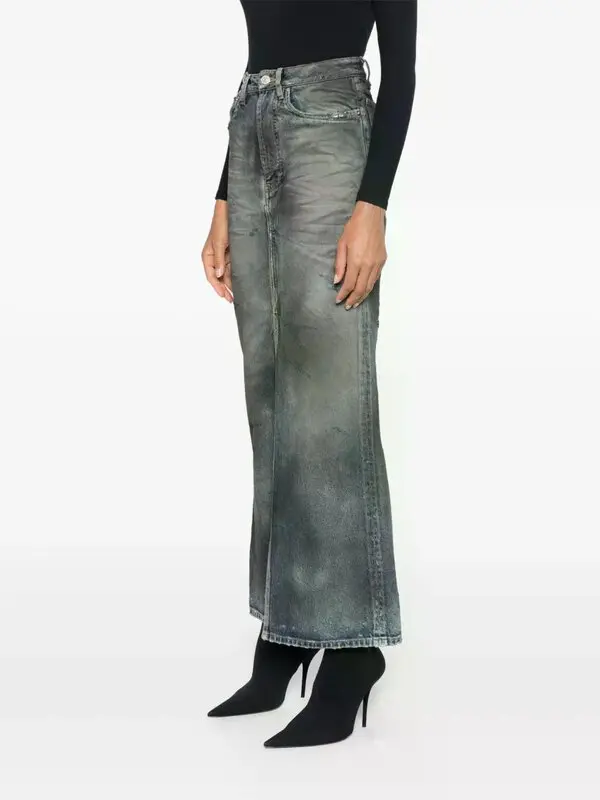 Balenciaga Distressed Denim Maxi Skirt