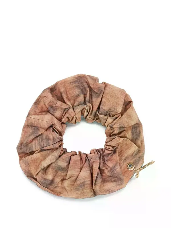GANNI Scrunchie In Printed Cotton - Neutrals