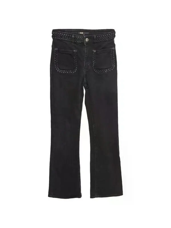 Maje Braided-detail Flared Jeans - Black