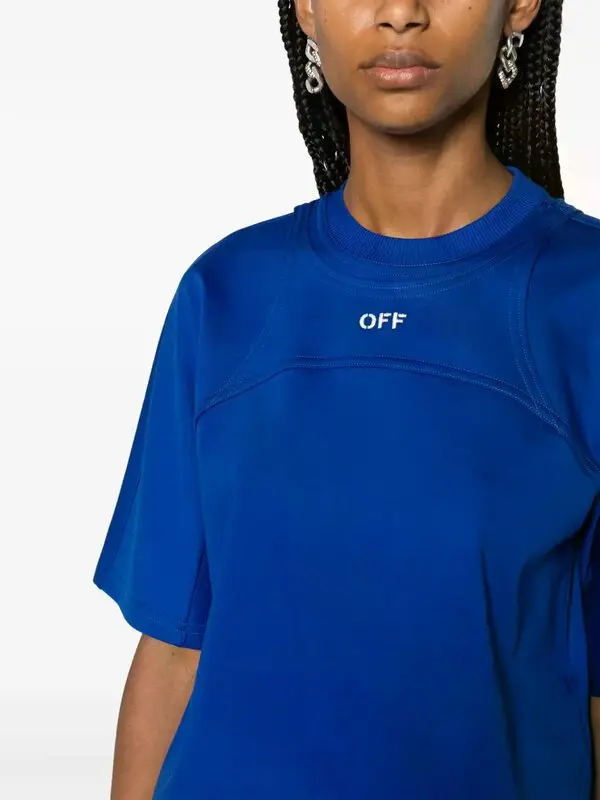 Off-White Logo-embroidered Cropped T-shirt