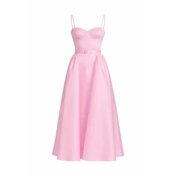 ICON LEVA Amara Satin Bustier Pleated Midi Dress