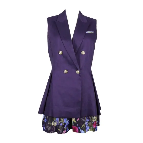 FLORA BY ALEXANDRIA Paulina Blazer Vest - Blue