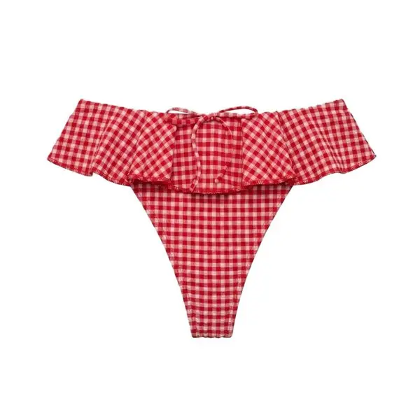 MONTCE Micro Gingham Tamarindo Ruffle Bikini Bottom