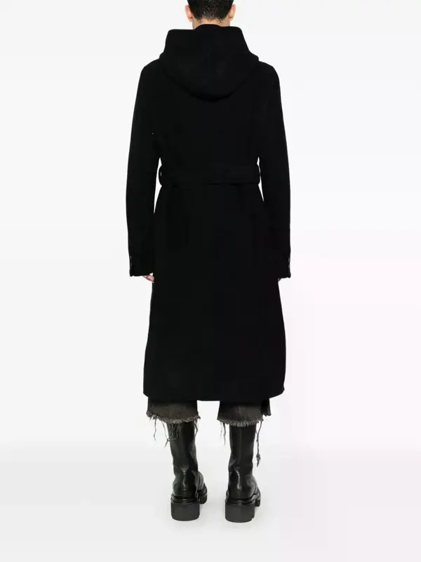 Rick Owens Belted Hooded Coat