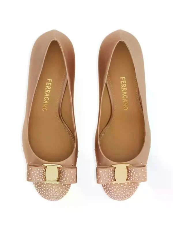 FERRAGAMO Vara Bow Pumps With Crystals