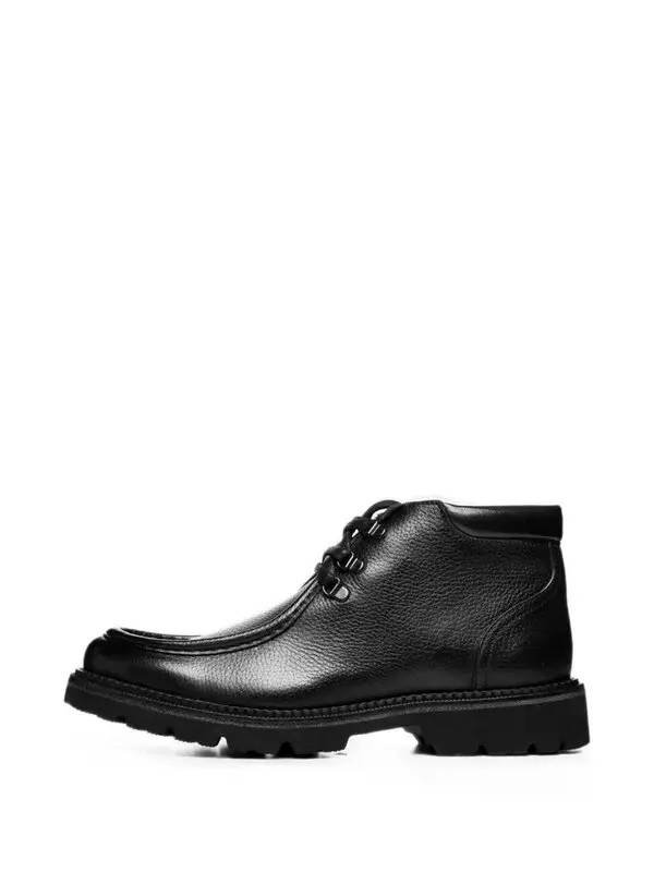 POCHE PARIS Grainy-leather Lace-up Ankle Boots - Black