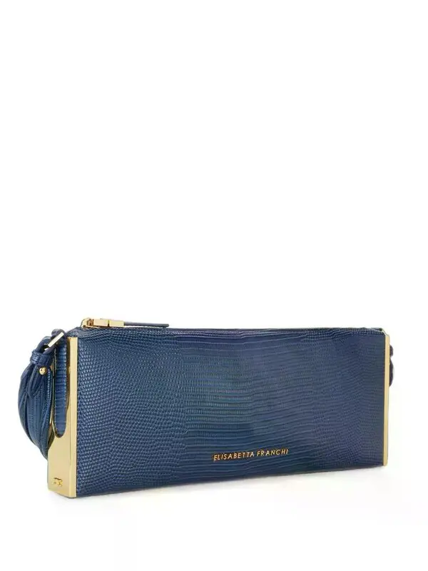 Elisabetta Franchi Over-the-shoulder Bag With Lizard Print - Blue