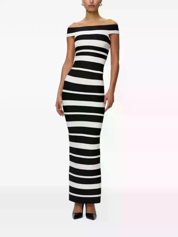 Herve Leger Kiva Striped Maxi Dress - Black