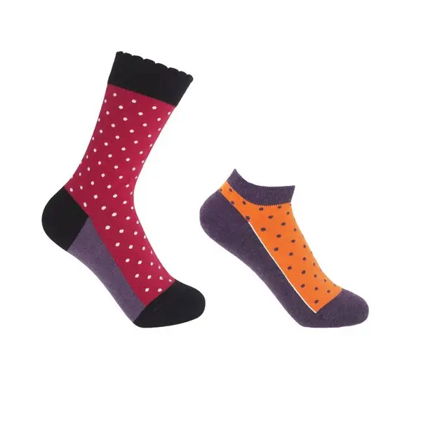 PEPER HAROW - MADE IN ENGLAND Pin Polka Burgundy Luxury Crew & Berry Trainer ’s Socks Bundle - Red