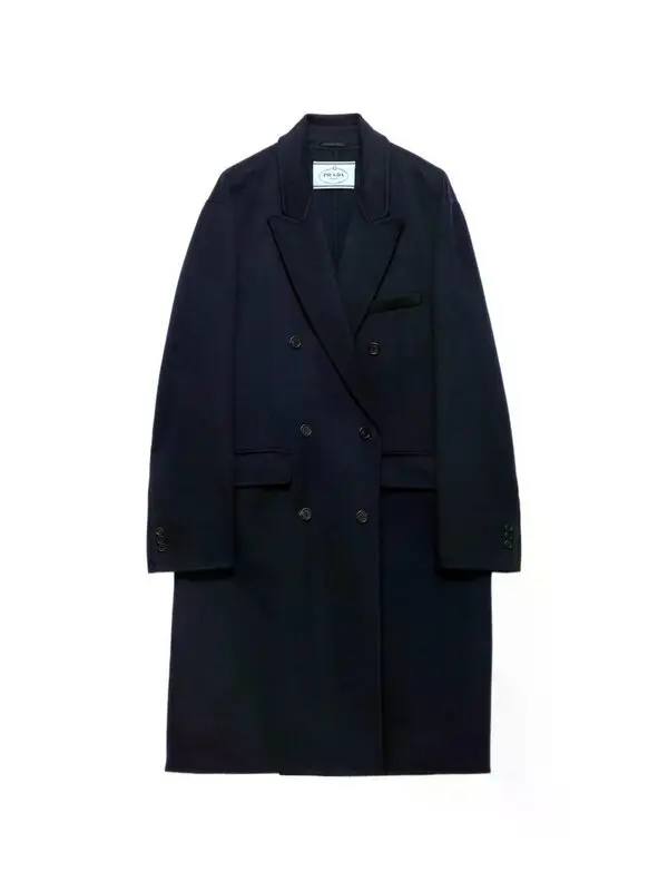 Prada Double-breasted Double Cashwool Coat - Blue