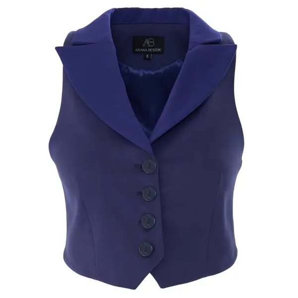ARIANA BESTEPE Navy Crop Vest - Blue