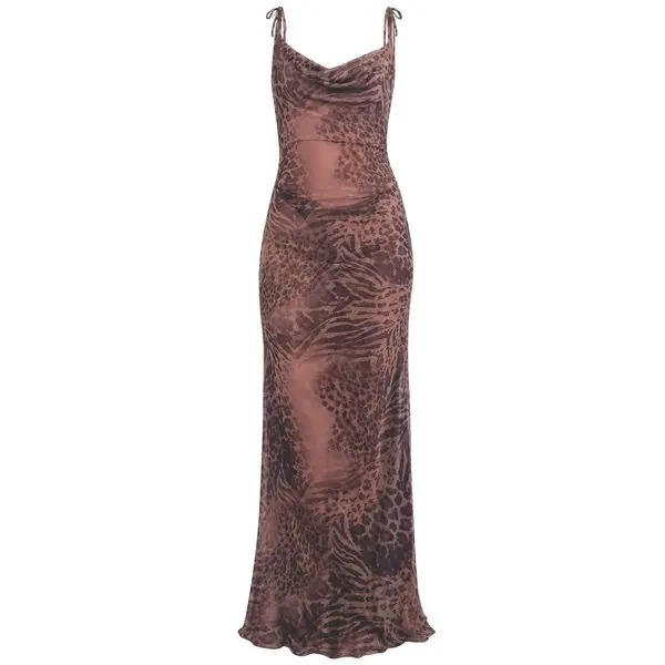 ALOMA STUDIO Enigme Cheetah Print Maxi Dress - Brown