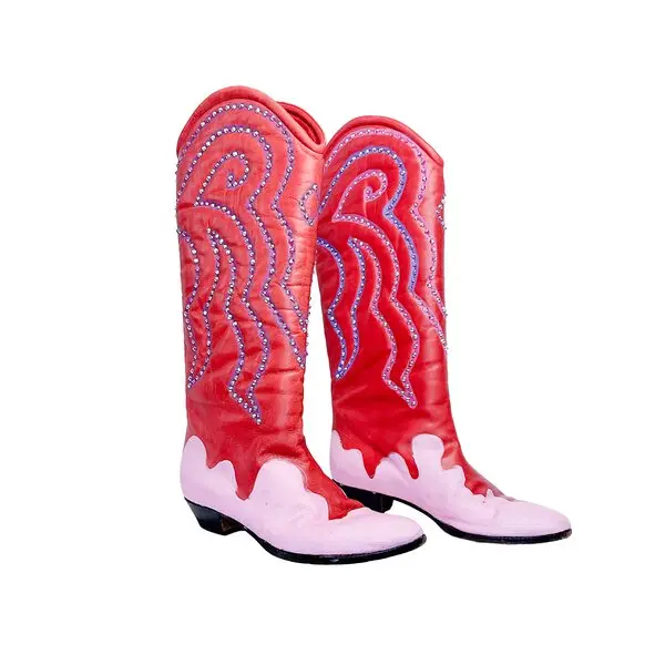 ACID CAT Swirl Sparkle Vintage Boot - Red