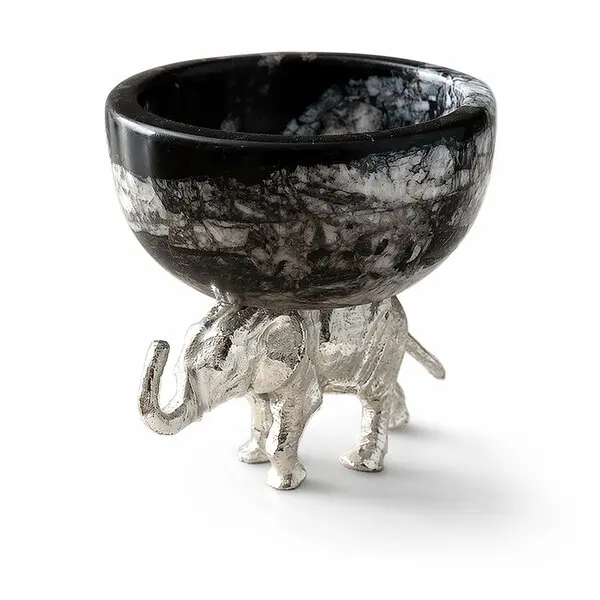 BELS & PEARL Handcrafted Elephant Footed Decorative Bowl - Grey