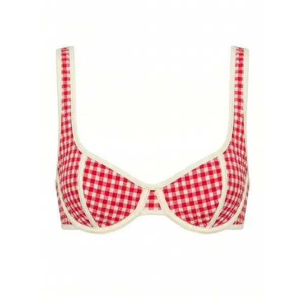 MONTCE Micro Gingham Romy Binded Bikini Top - Red