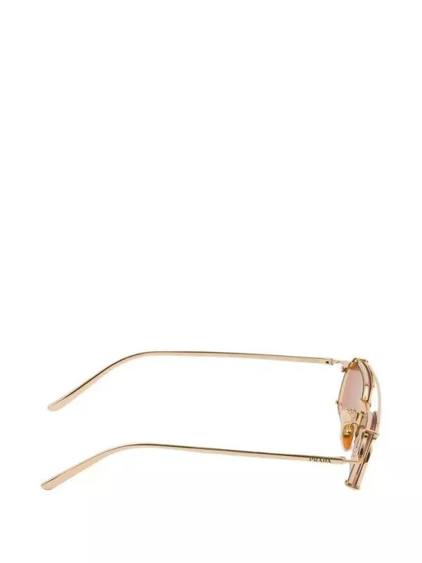 Prada Rectangular Clip-on Sunglasses - Gold