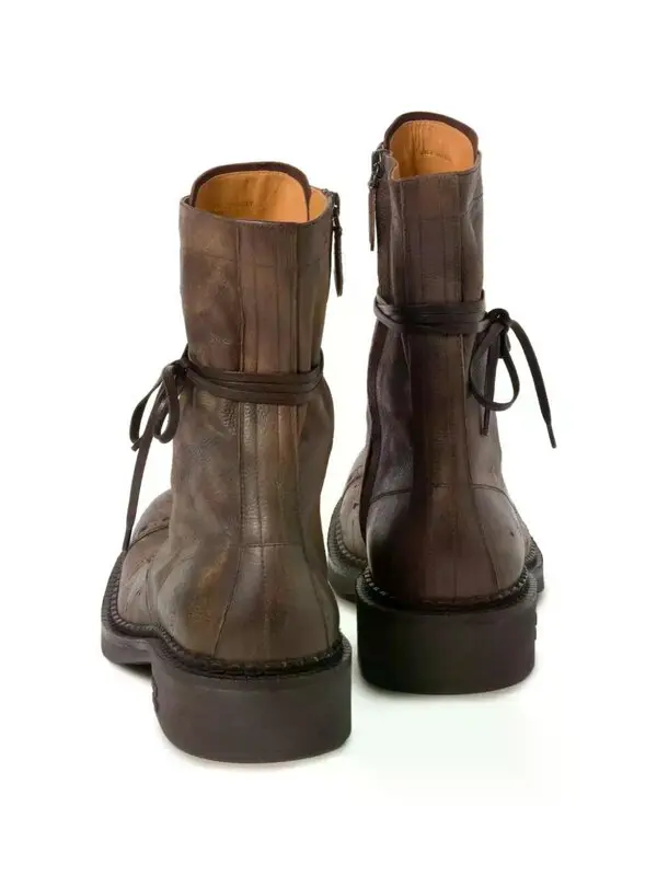 Miu Miu Lace-up Leather Ankle Boots - Brown