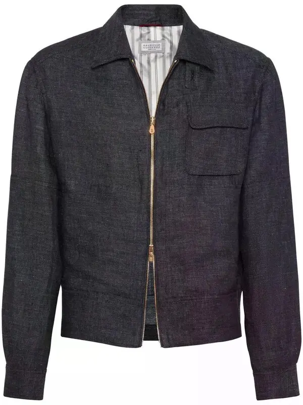 Brunello Cucinelli Slub-texture Linen Shirt Jacket - Black