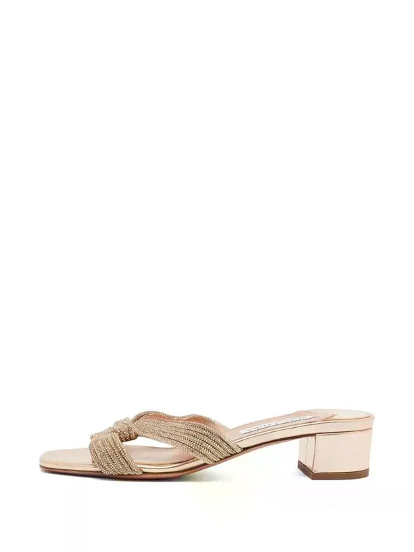 AQUAZZURA Muse Crystal-embellished Slip-on Sandals - Gold