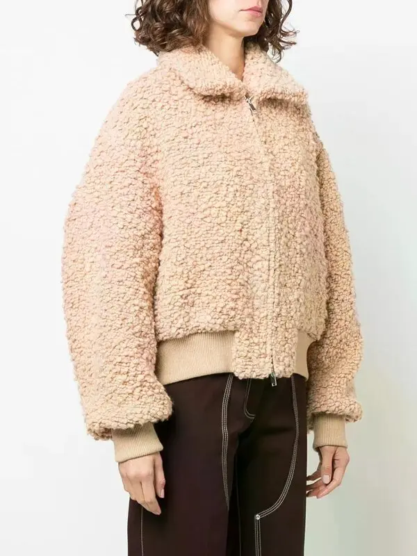 Stella McCartney Softly Textured Cropped Bomber Jacket