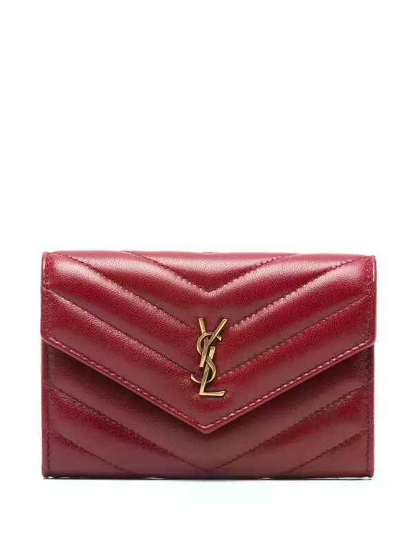 Saint Laurent Chevron Logo Wallet - Red
