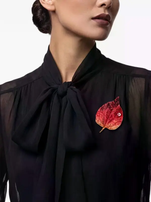 ANABELA CHAN Autumn Leaf Brooch - Red