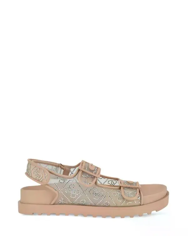 Guess Frella Rhinestone-embellished Mesh Sandals - Neutrals