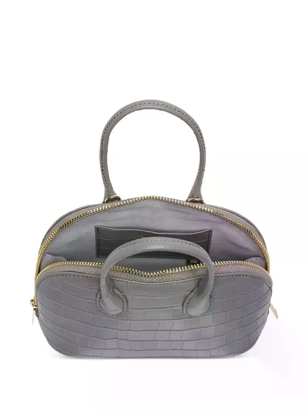 SELF-PORTRAIT Croc-embossed Leather Mini Bag - Grey