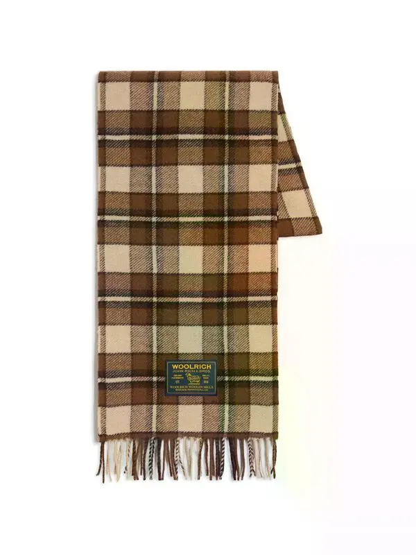 Woolrich Check-pattern Fringed-edge Scarf