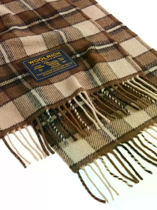 Woolrich Check-pattern Fringed-edge Scarf